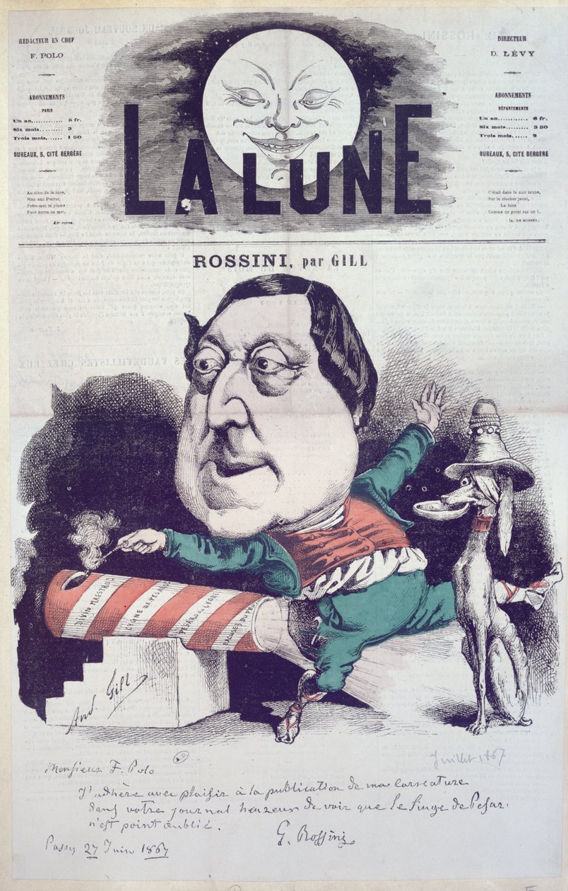 Front Cover of 'La Lune' Magazine Featuring a Caricature of Rossini